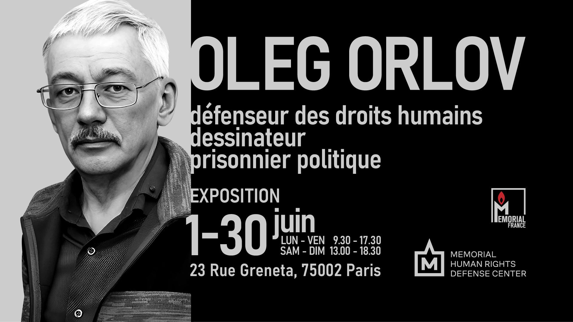 EXPOSITION "Oleg Orlov, défenseur des droits humains, dessinateur, prisonnier politique ...